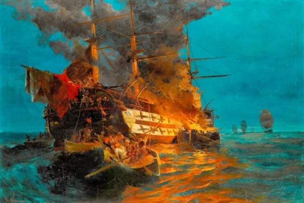 1822: Η πυρπόληση της τουρκικής ναυαρχίδας στη Χίο | Ημεροδρόμος